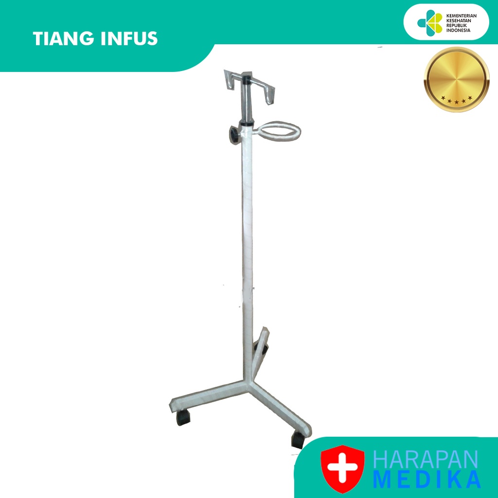 Jual tiang infus kaki 3 roda standar stainless / tiang infus 2 Hook ...