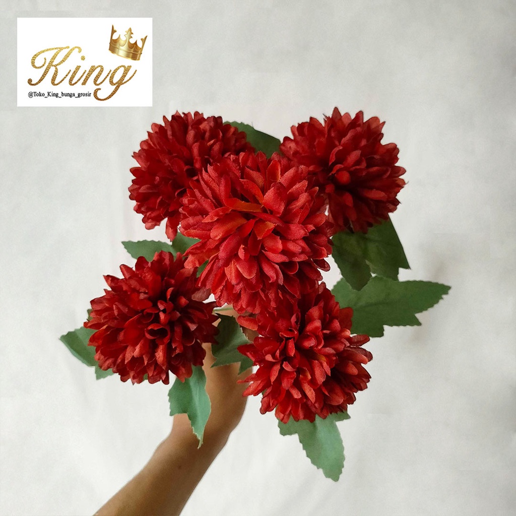 Jual Artificial Flower Pompom Mum 5 Head Bunga Palsu Plastik Buatan ...