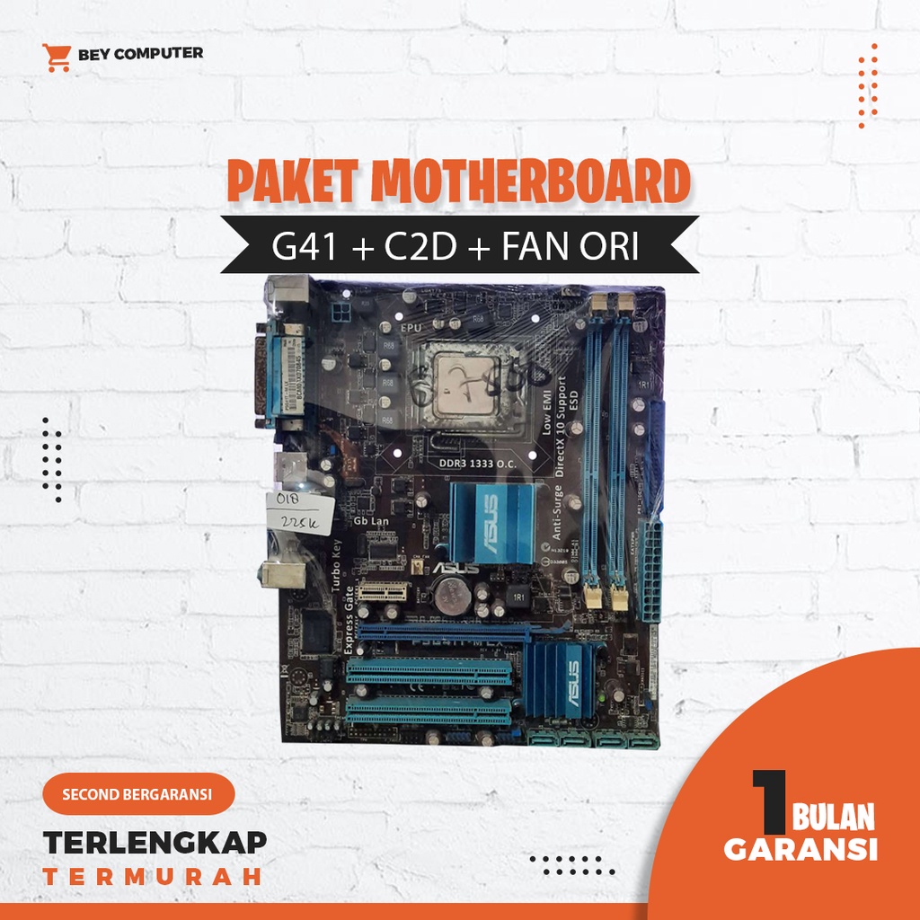 Jual mainboard / motherboard G41+ core 2 duo + Ram 2 Gb dr3 + Fan tanpa ...