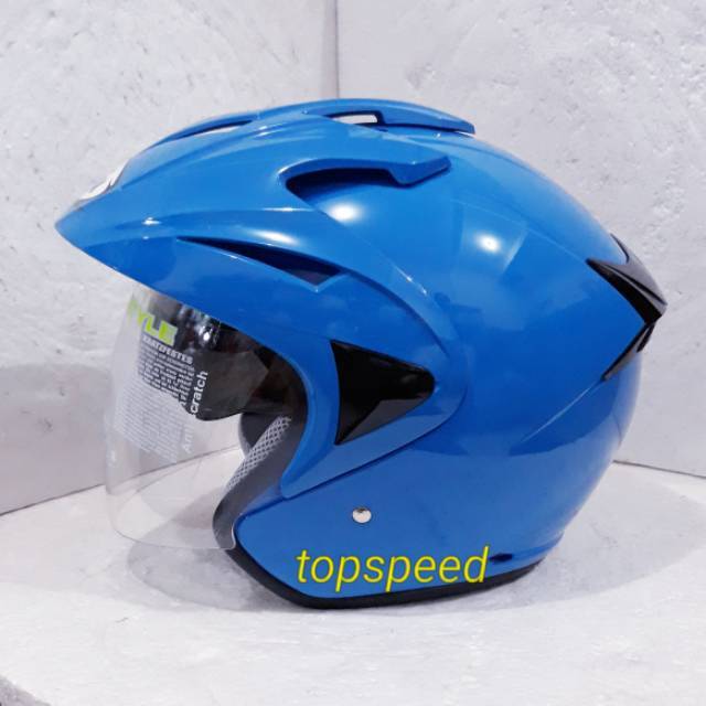 Jual Helm Hiu Arrow biru AL 2 visor | Shopee Indonesia