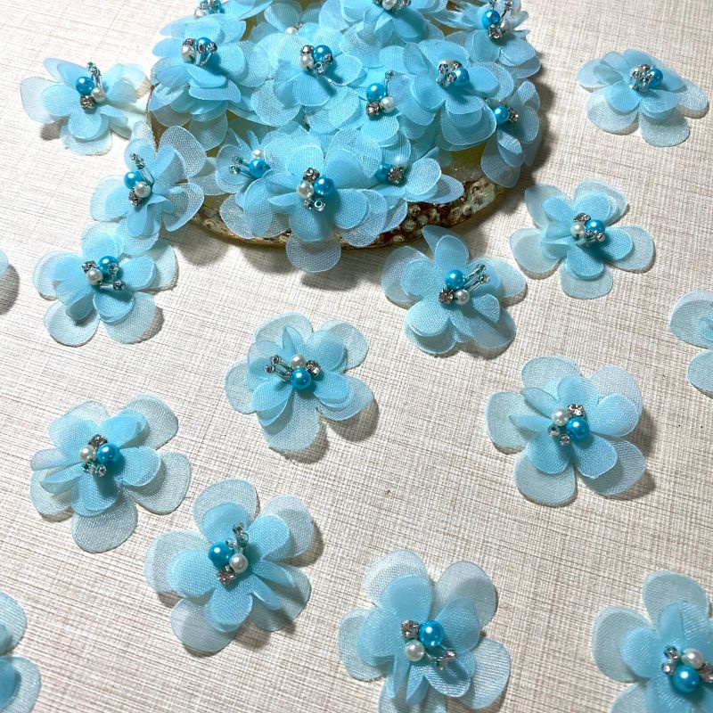 Jual Bianca Organza Flower 2D isi 10 Bunga Jahit Payet Premium | Shopee ...