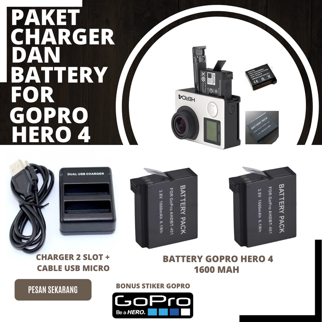 Jual Charger 2 Slot Gopro Hero 4 Dan Battery Baterai Cadangan Gopro ...
