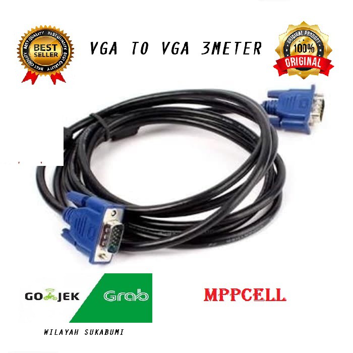 Jual KABEL VGA to VGA 3 METER MALE TO MALE ORIGINAL | Shopee Indonesia
