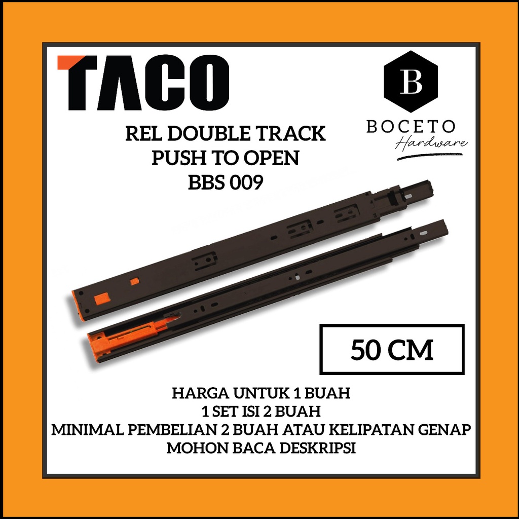 Jual Rel Laci Push Open TACO Double Track BBS 009 Full Extention FE45mm ...