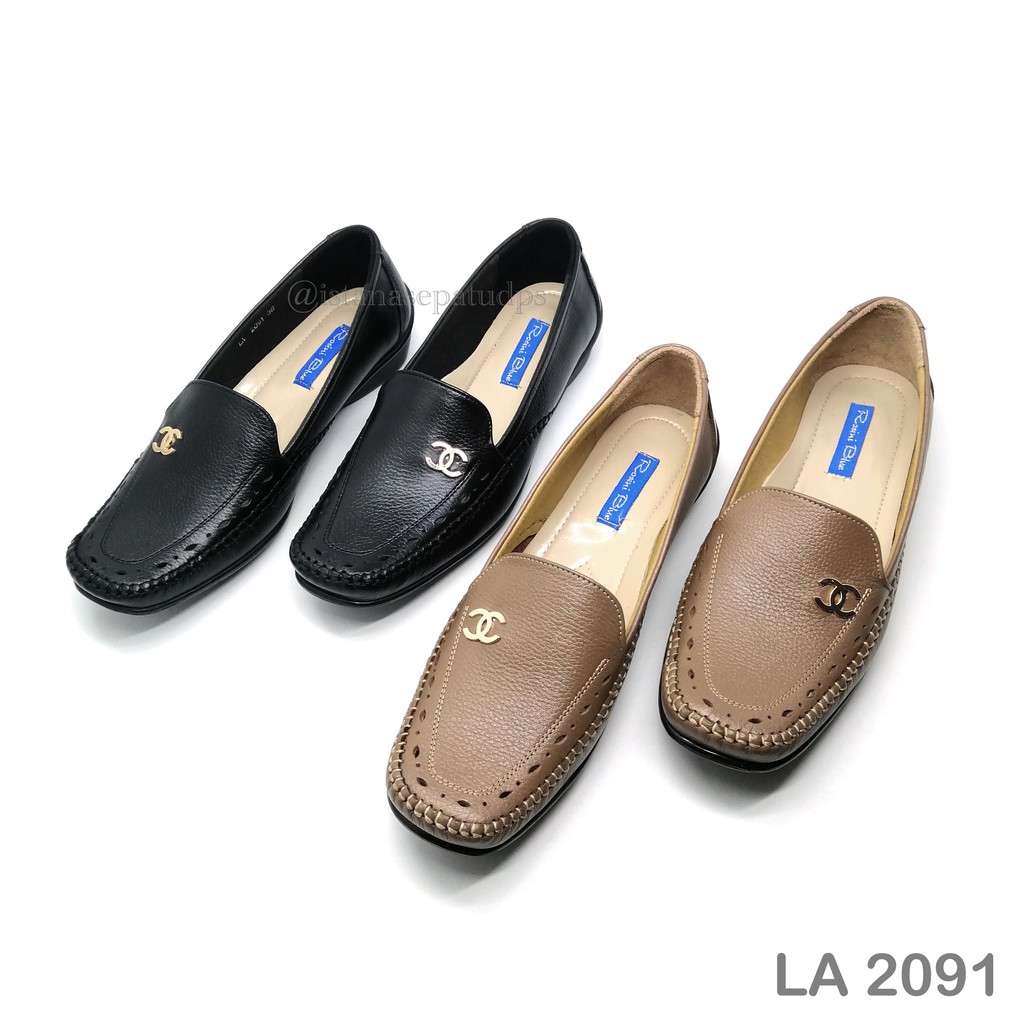 Jual Sepatu Kulit Wanita Flat Shoes Cewek Rosini Blue LA 2091, Hitam ...