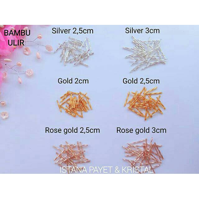 Jual Payet bambu panjang ulir ukuran 2cm, 2,5cm & 3cm warna silver ...