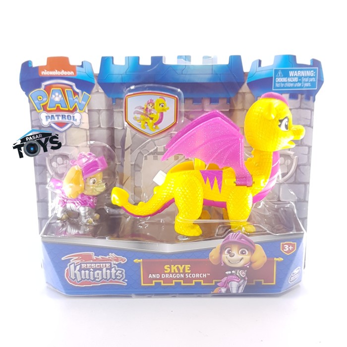 Jual Paw Patrol Rescue Knights Skye And Dragon Scorch Action Figure Set ...