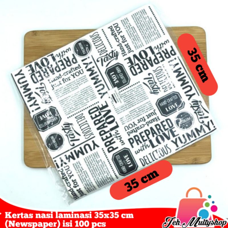 Jual Kertas nasi laminasi 35x35 cm isi 100 pcs anti lengket/wax paper ...