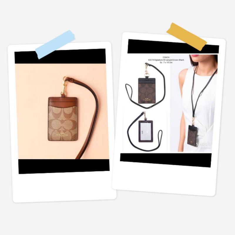 Jual coach lanyard name tag original Authentic signature brown black ...