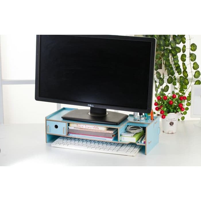 Jual Rak Desktop Storage PC Komputer Meja Kayu Laptop Notebook Monitor ...