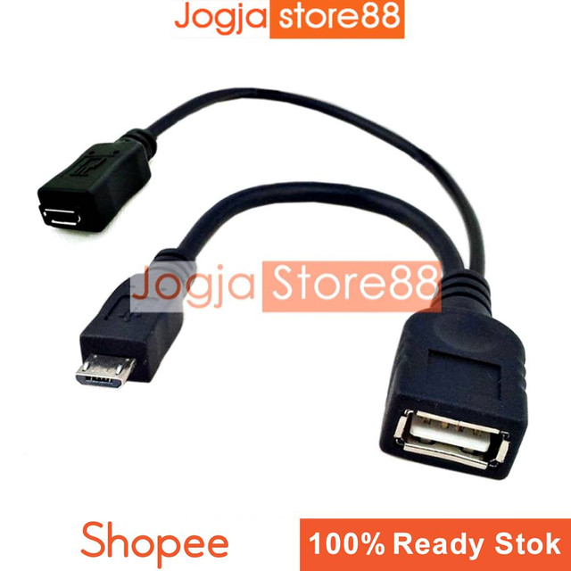 Jual Kabel OTG Micro USB to USB Female and Micro USB Female - Black ...