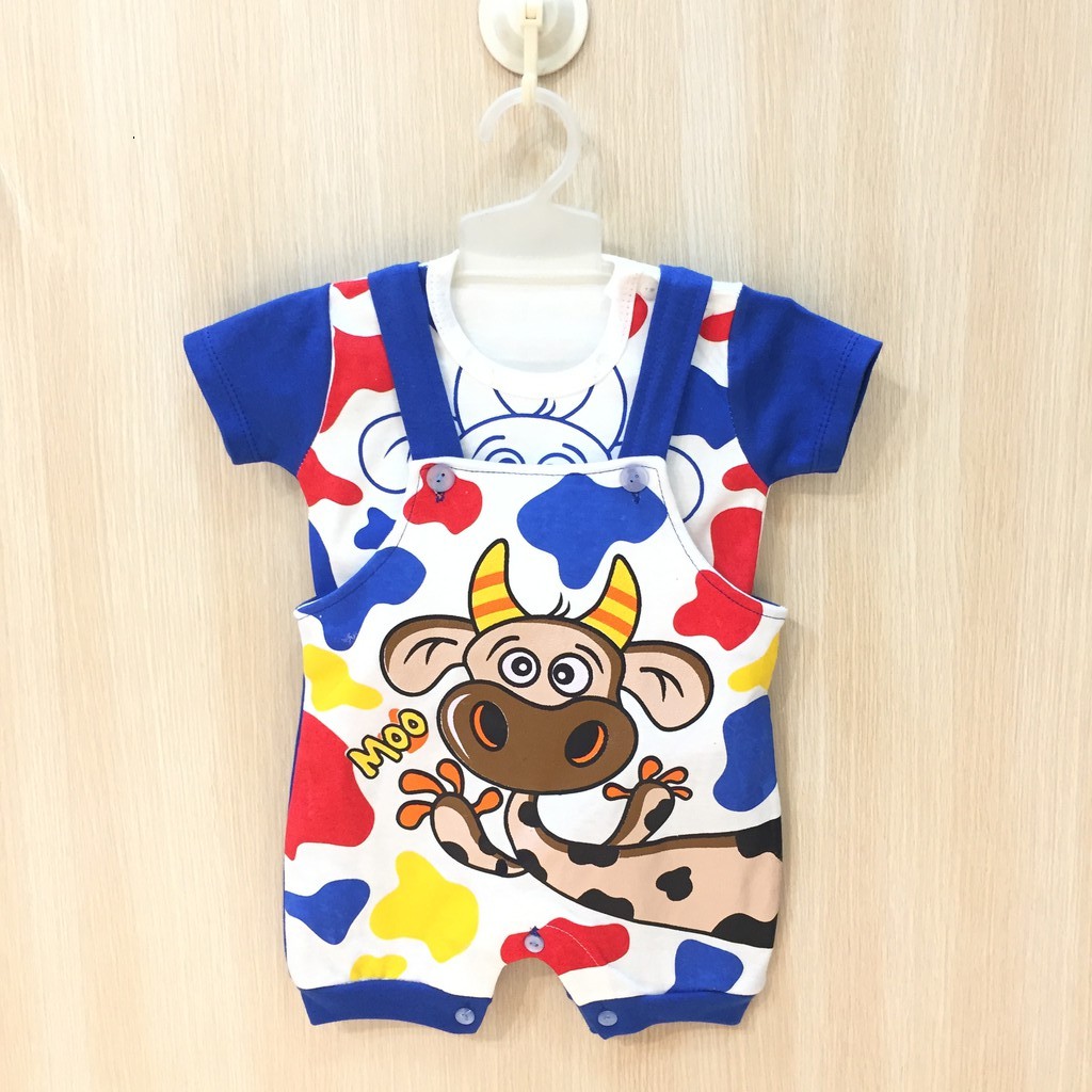 Jual jumper jumpsuit overall moo moo cow sapi bodysuit bayi 3 4 5 6 7 8 ...
