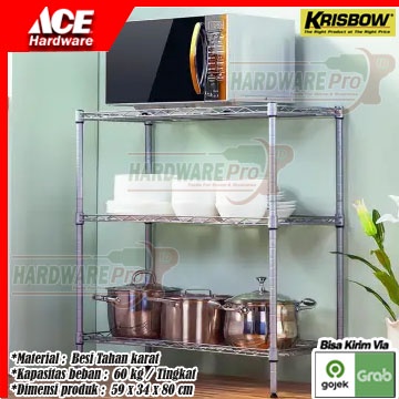 Jual Rak Buku Rak Susun Serbaguna Rak Besi 3 Tingkat Krisbow Max 60Kg ...