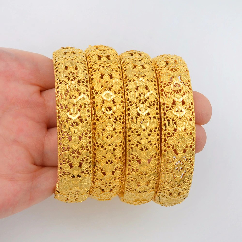 Jual Anniyo 4 Pieces/Lot Gold Color Dubai Bangles for Women Ethiopian ...