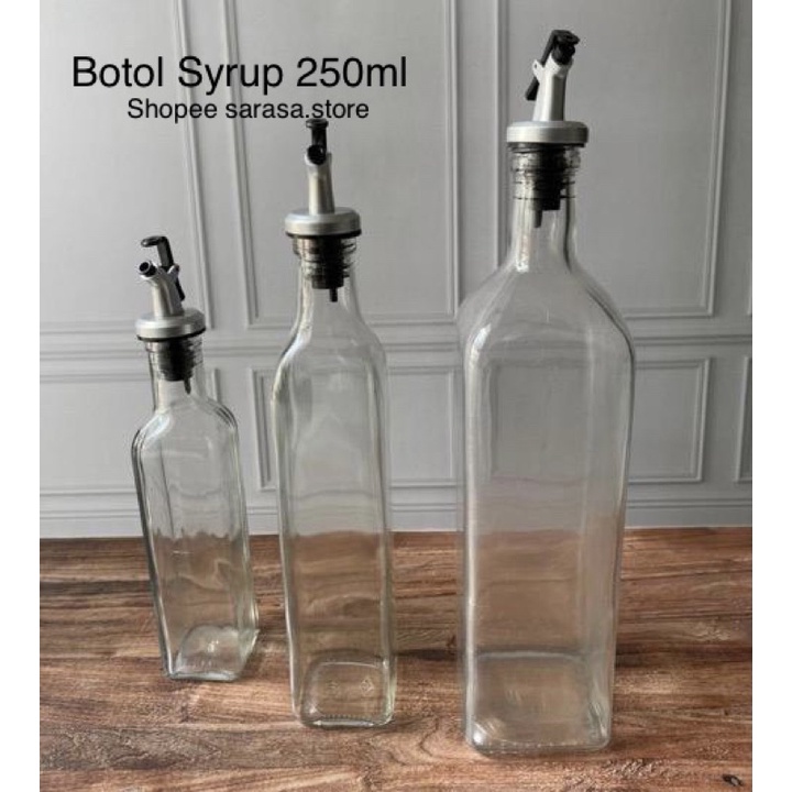 Jual Botol Syrup Minyak Kaca 250 ml Sirup Oil Wadah Bumbu Olive Perisa ...
