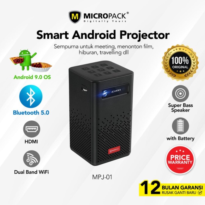 Jual Smart Projector Android Micropack Mini Proyektor Portable Bluetooth | Shopee Indonesia
