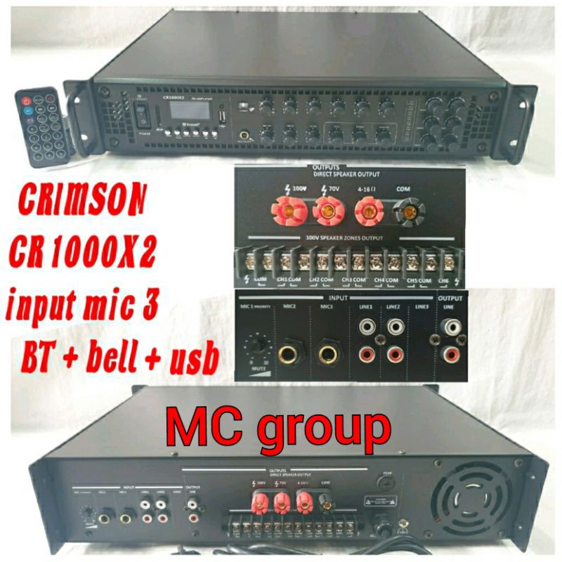 Jual AMPLI CRIMSON CR 1000X2 input mic 3 USB BLUETOOTH+BELL ORIGINAL | Shopee Indonesia