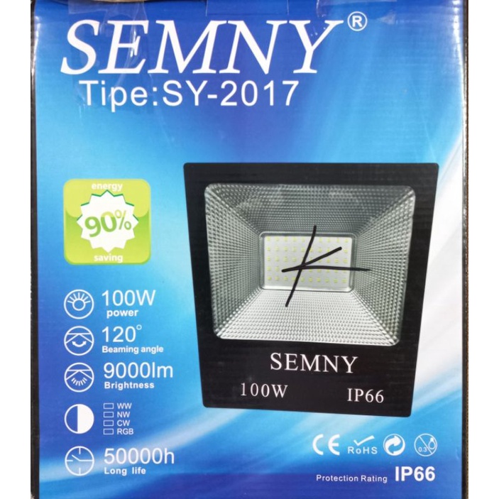 Jual Lampu Sorot LED Semny 10, 20, 30, 50, 100 Watt (Putih & Kuning ...
