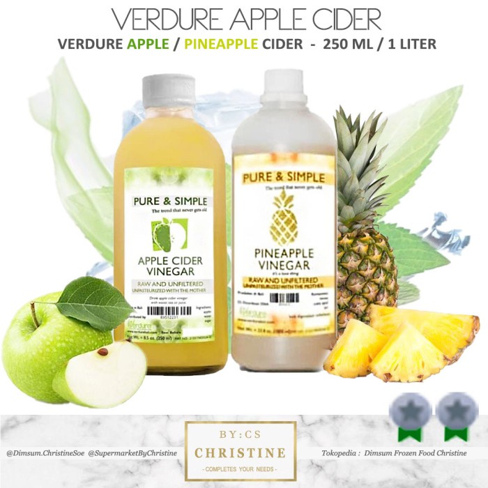 Jual Jual Verdure Apple Cider Vinegar Pure & Simple Cuka Apel 1 Liter ...