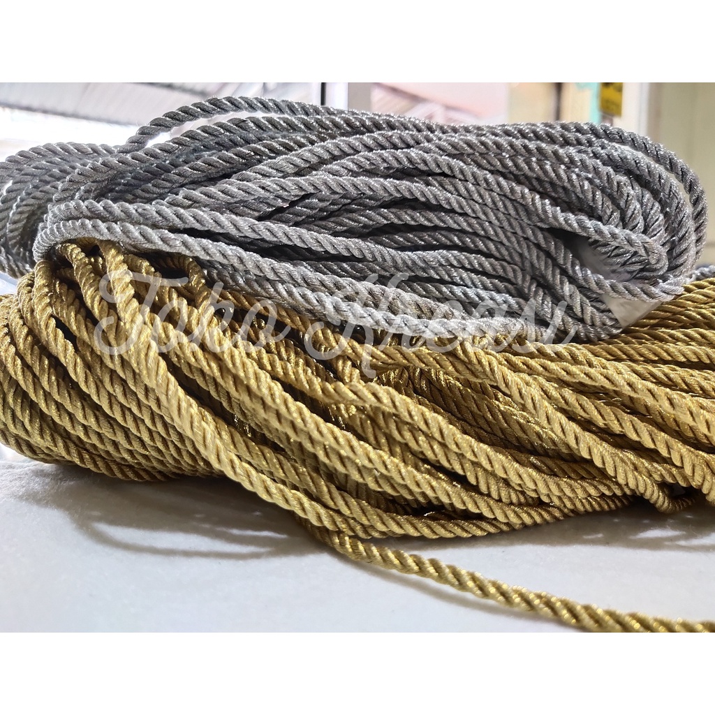 Jual (Per Meter) Tali Metalik Silver dan Gold / Tali Tambang 4mm ...