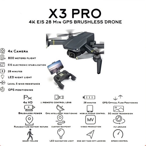 Jual EAGLEEYE X3 PRO 4K EIS 28 Min GPS BRUSHLESS DRONE | Shopee Indonesia