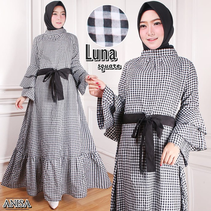 Jual Gamis Katun Original | Luna Square Maxi | Gamis Syari Muslim | Shopee Indonesia