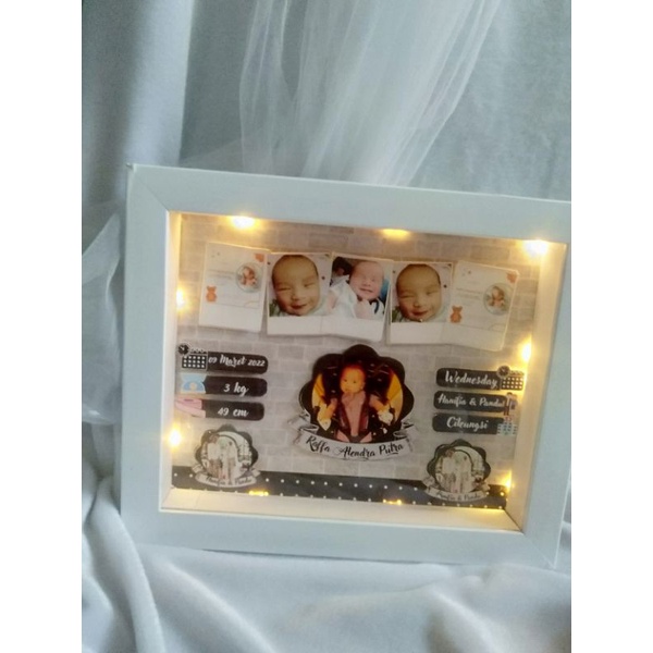 Jual Custom Biodata Bayi BINGKAI 3D Frame ukuran A4 Kado unik Hadiah ...