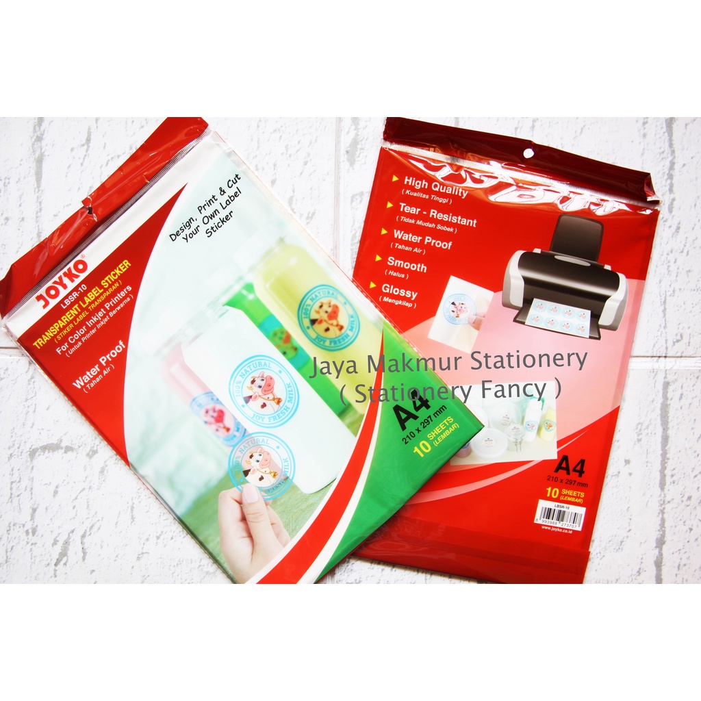 Jual Kertas Label Sticker Transparan Joyko LBSR-10 (Ukuran A4) | Shopee ...