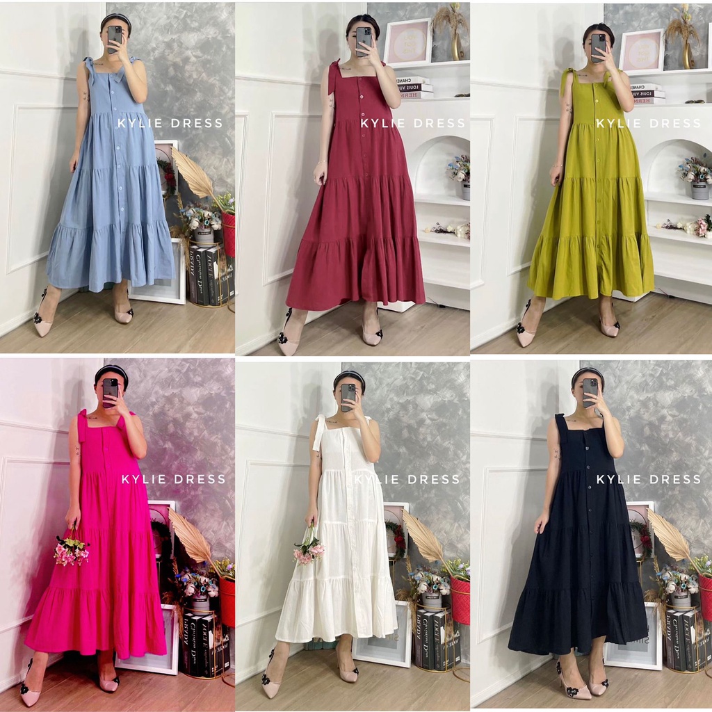 Jual ALFAZZA Kylie Dress Overall Rayon Twill Polos Full Kancing Busui ...