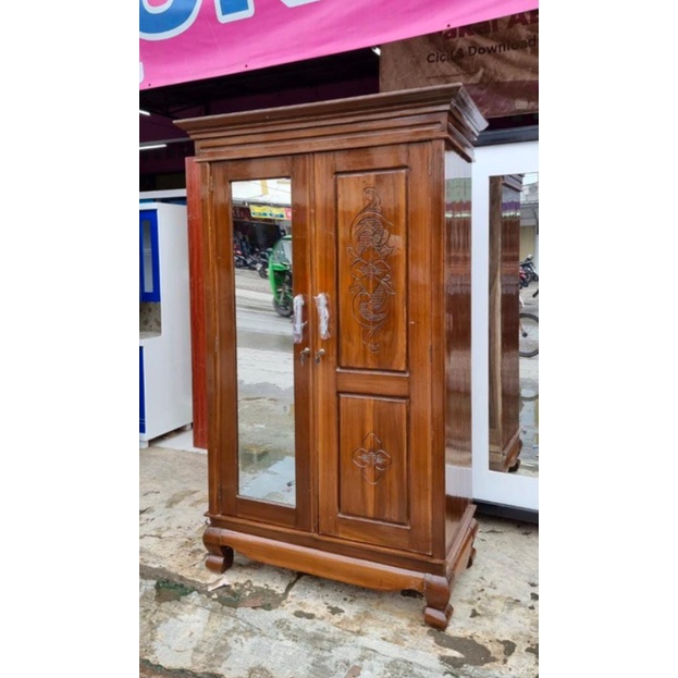 Jual LEMARI KAYU 2PT / LEMARI PAKAIAN MINIMALIS KAYU | Shopee Indonesia