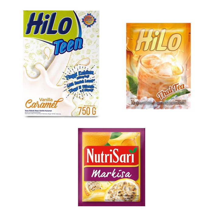 Jual HiLo Thai Tea 20's, Hilo Teen Vanilla Caramel 750 gr & Nutrisari ...
