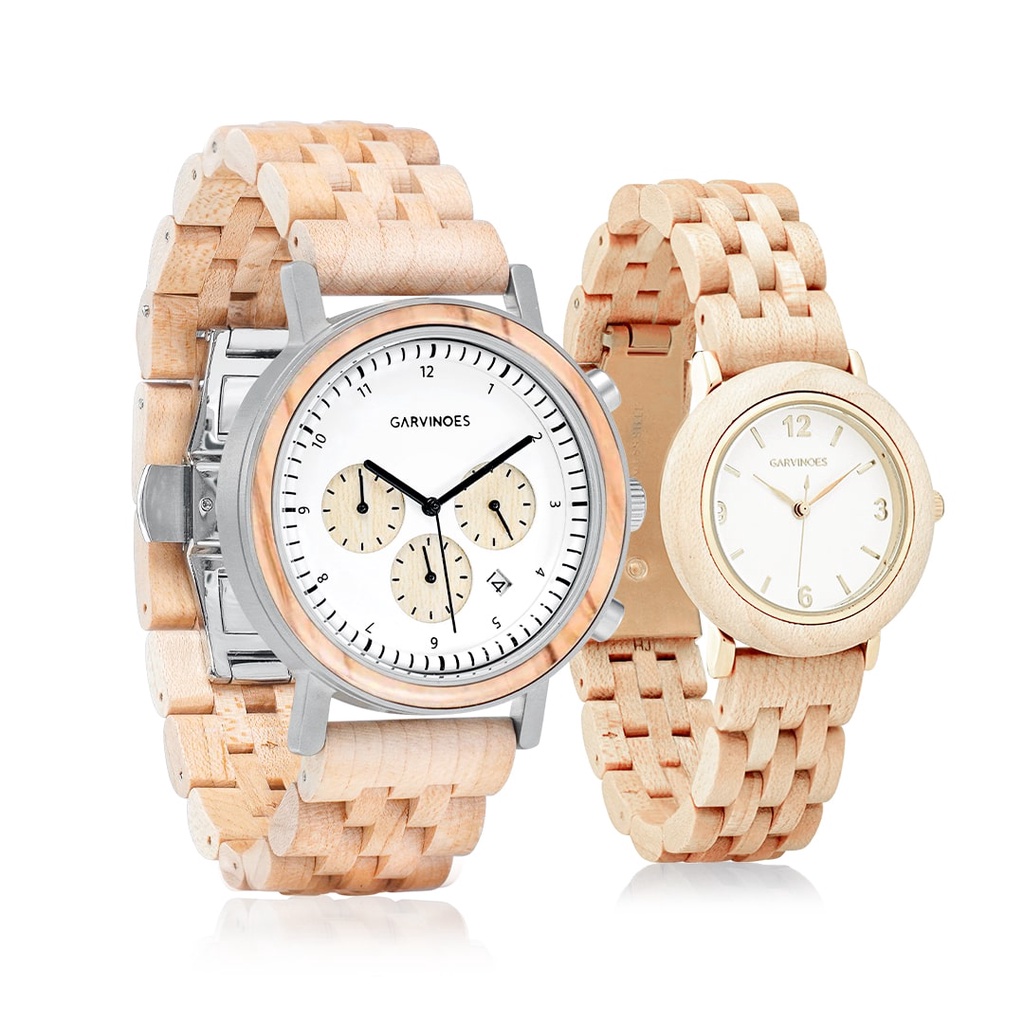 Jual GARVINOES Vier White Chrono & Viena Pear Flower White Jam Tangan ...