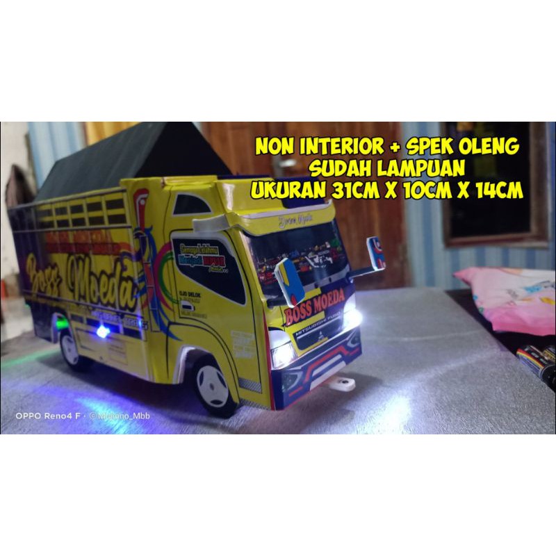Jual Miniatur Truk 31cm sudah lampuan dan sudah oleng warna ungu kuning | Shopee Indonesia