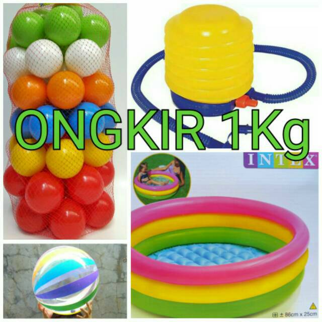 Jual (Ongkir 1Kg) Paket Kolam Intex + 50 Bola Mandi + Pompa Injek ...