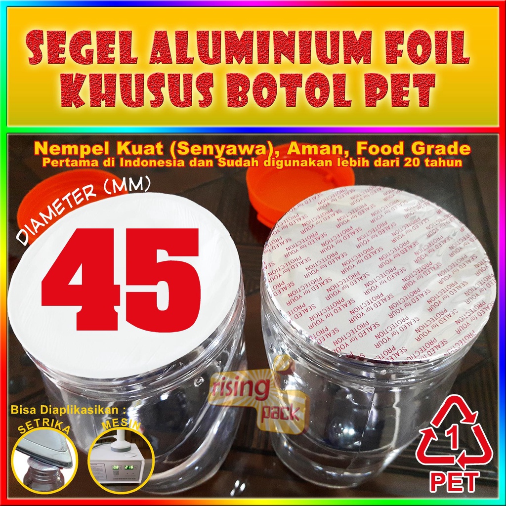 Jual Seal Segel Aluminium Foil Botol PET diameter 45 mm(100 pcs ...