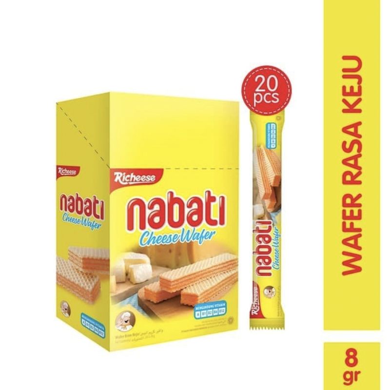Jual Richeese Nabati Wafer Keju 7.5 gram (1 pack isi 20 pcs) | Shopee ...