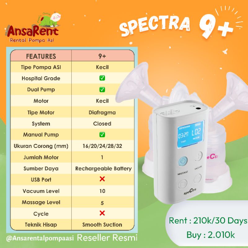 Jual Sewa Spectra 9 Plus Sewa Spectra 9+ Sewa 9 Plus sewa pompa asi ...