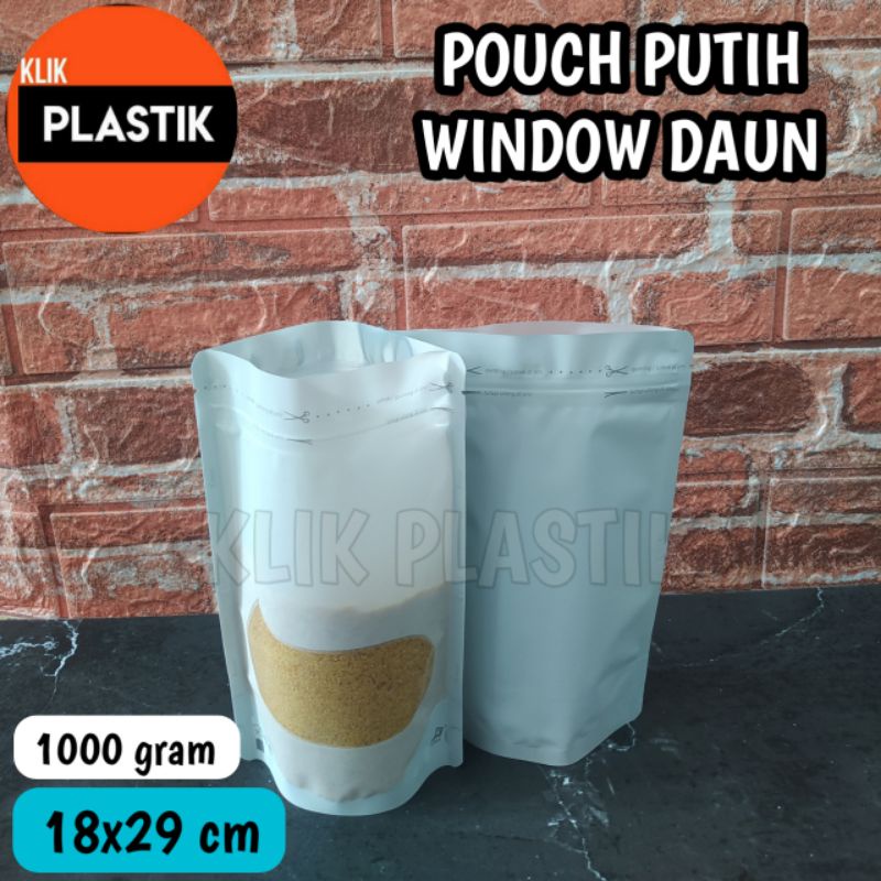 Jual Standing Pouch PUTIH DOFF WINDOW 1000 gram 18x29 cm Kemasan ...