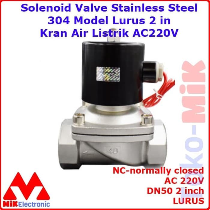 Jual SOLENOID VALVE STAINLESS STEEL 304 DN50 2 IN AC 220V NO KRAN AIR GAS | Shopee Indonesia