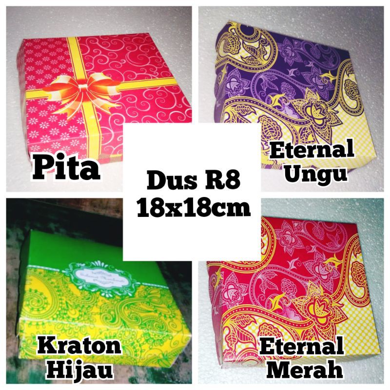Jual Dus nasi R8 kue 18x18 Batik Eternal Merah Ungu Hijau dos kotak ...