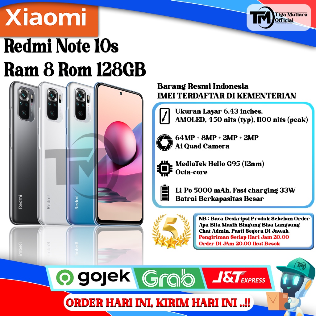 Jual Xiaomi Redmi Note 10s Ram 8 Rom 128GB Segel Original & Bergaransi ...