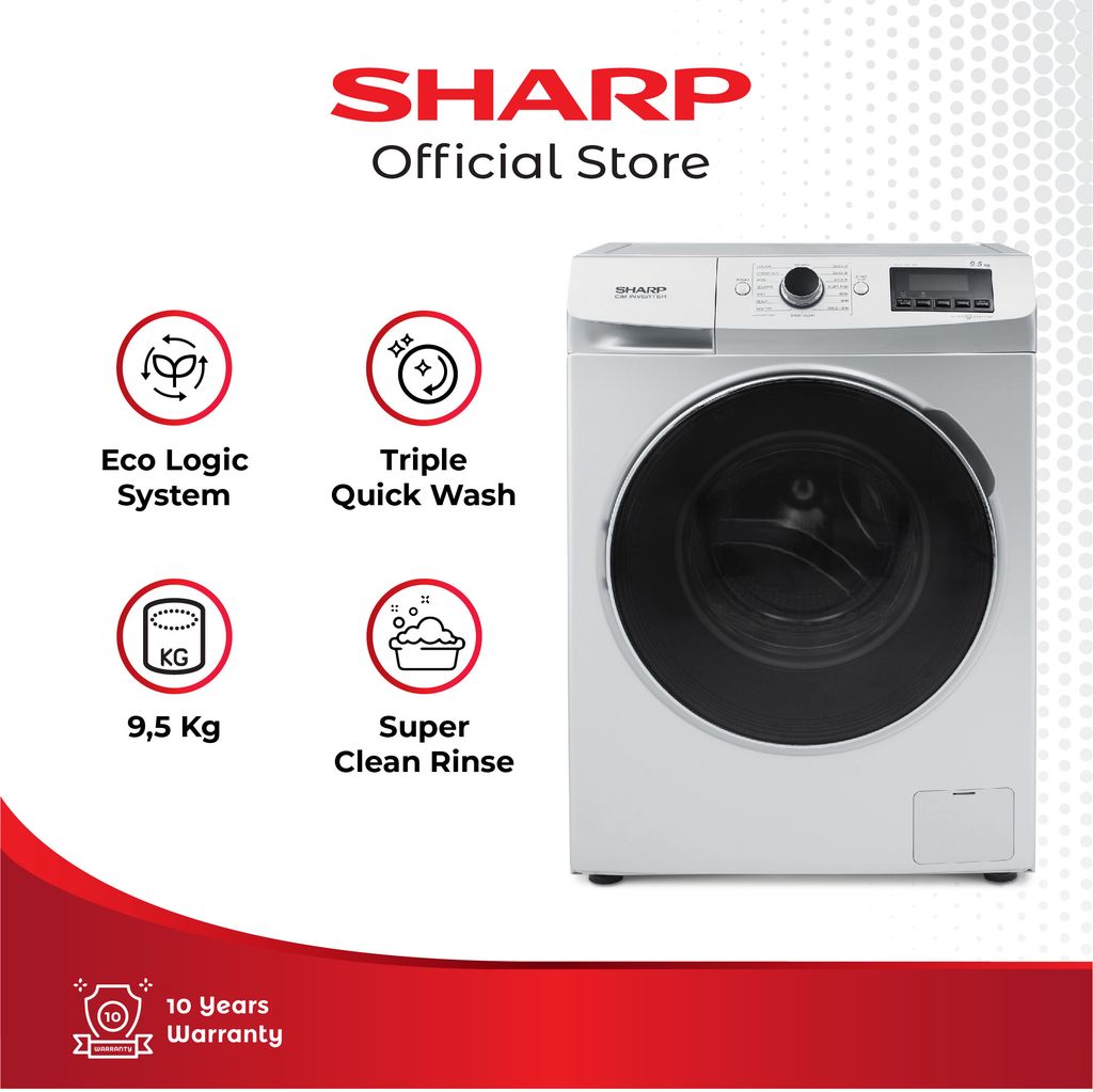 Jual Washing Machine 9.5 Kg Front Loading Series ES-FL1491XW Triple ...