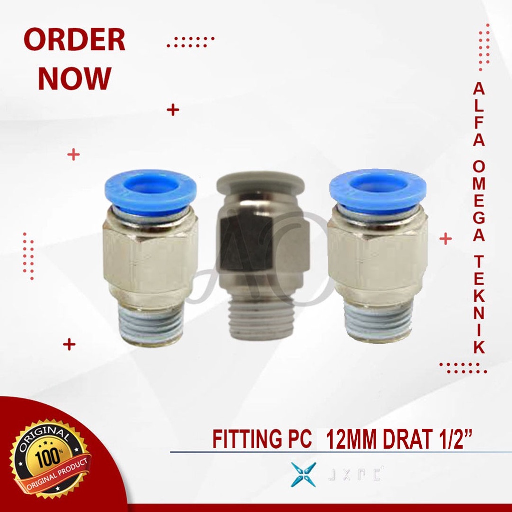Jual FITTING LURUS PNEUMATIC 12MM DRAT MALE 1/2 INCH NEPEL SELANG PC 12 ...