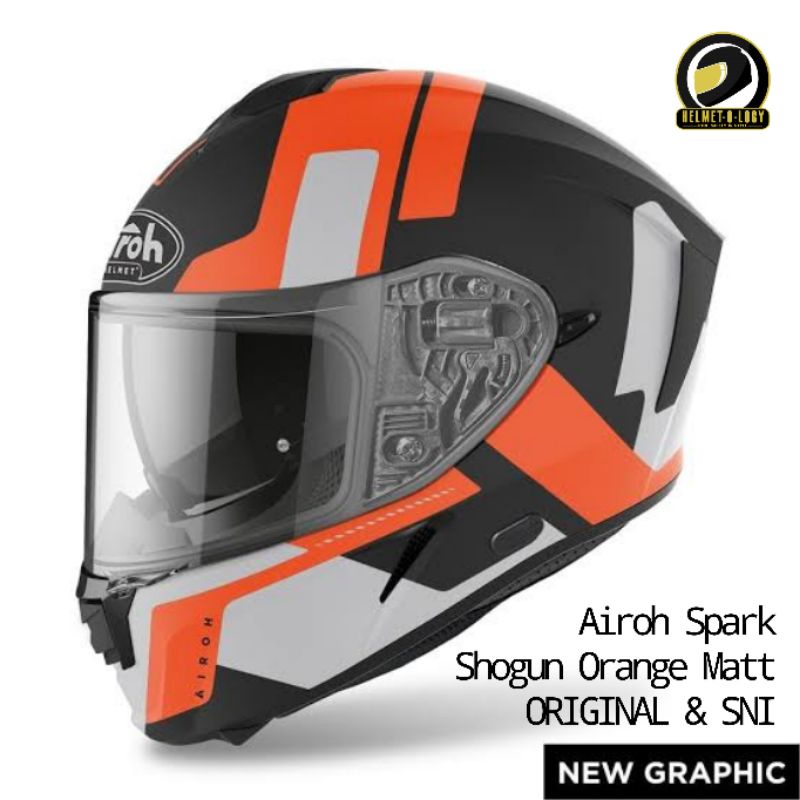 Jual Airoh Spark Shogun Orange Matt Helm Full Face Double Visor SNI ECE ...