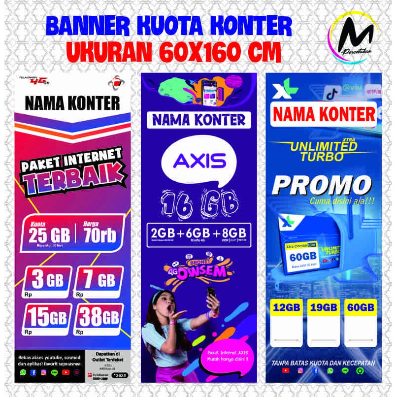 Jual Banner Kuota Internet Konter Tanpa Tiang - Ukuran 60x160 Cm ...