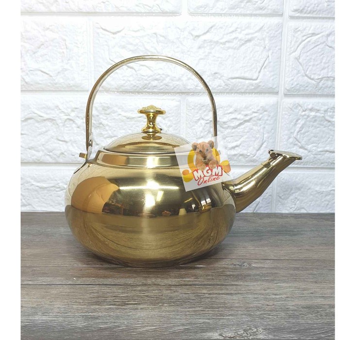 Jual 20CM GOLD Teko balon stainless dengan saringan teh - teko emas ...