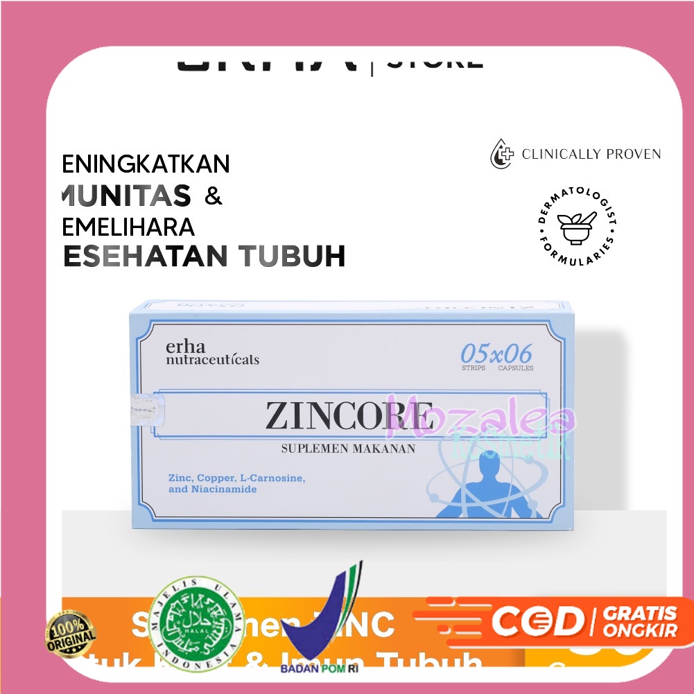 Jual ERHA Zincore 30caps - Suplemen Kesehatan Tubuh & Kulit | Shopee ...