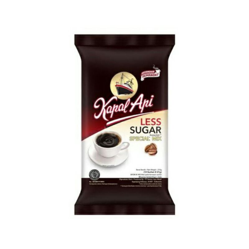 Jual KOPI KAPAL API LESS SUGAR SPESIAL MIX POUCH - 10'S x @21 gr ...