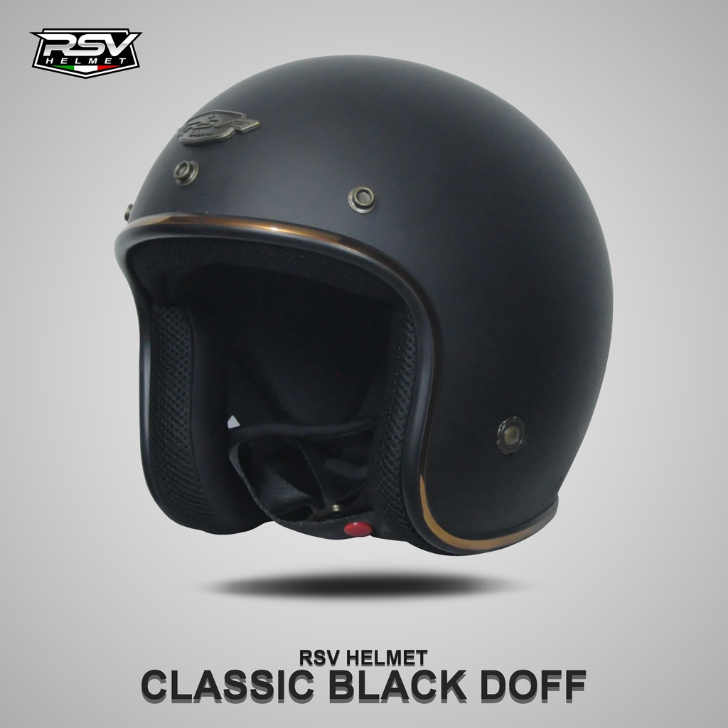 Jual Helm Half Face - RSV Classic Black Doff - Retro - RSV Helmet ...