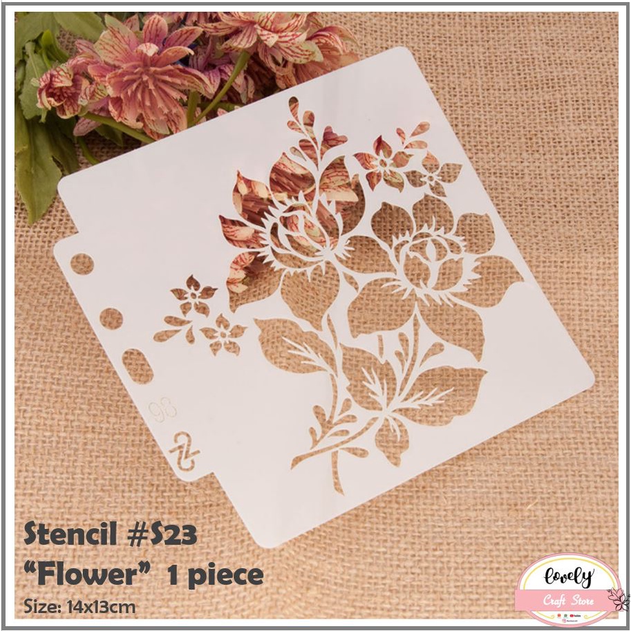 Jual S23 plastic stencil cetakan stensil lukis, craft, kue cake, bujo ...